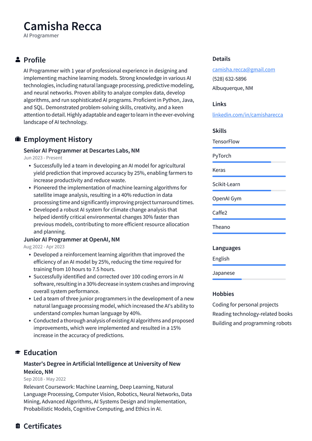 Adobe AI Programmer Resume Examples | ResumeCat