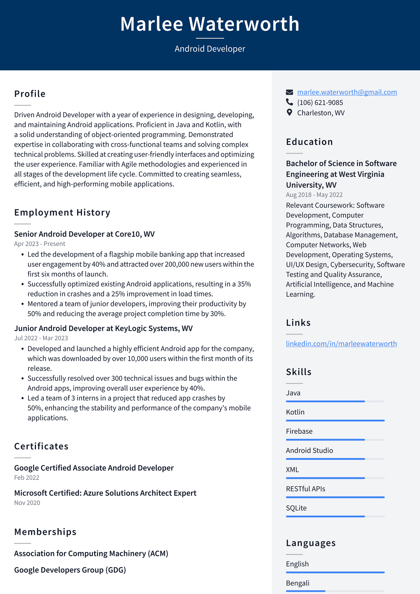 Adobe Android Developer Resume Examples | ResumeCat