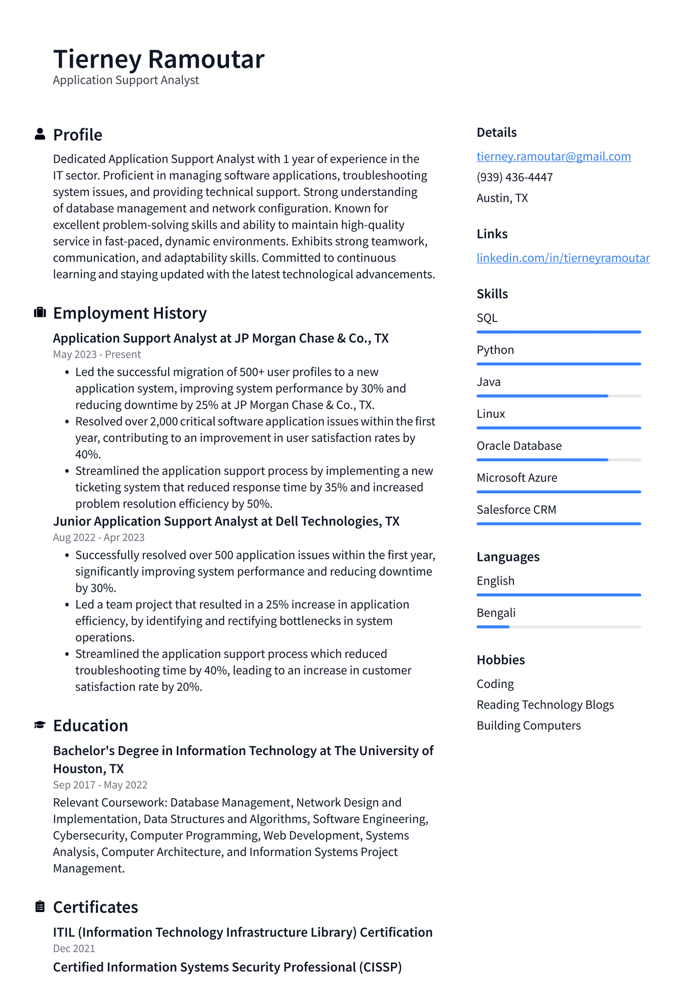 Adobe Application Support Analyst Resume Examples