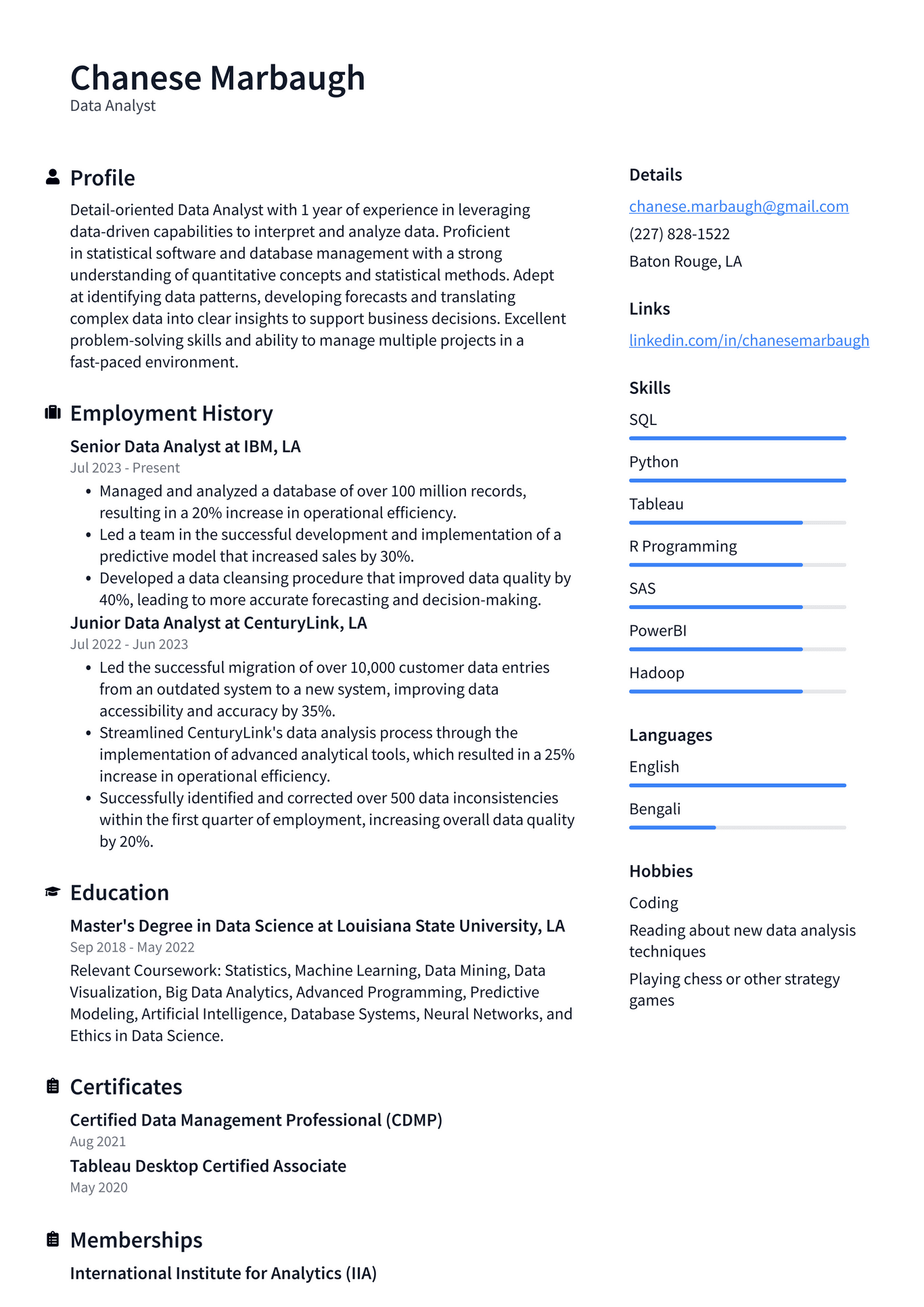 Adobe Data Analyst Resume Examples | ResumeCat