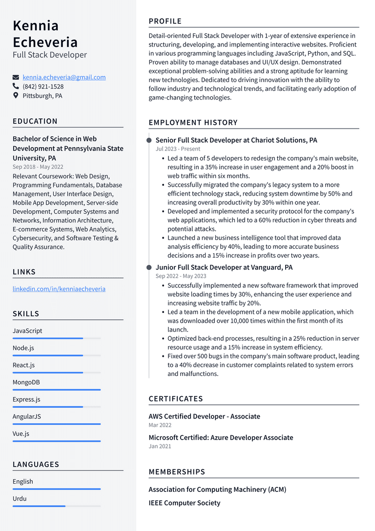 Adobe Full Stack Developer Resume Examples | ResumeCat