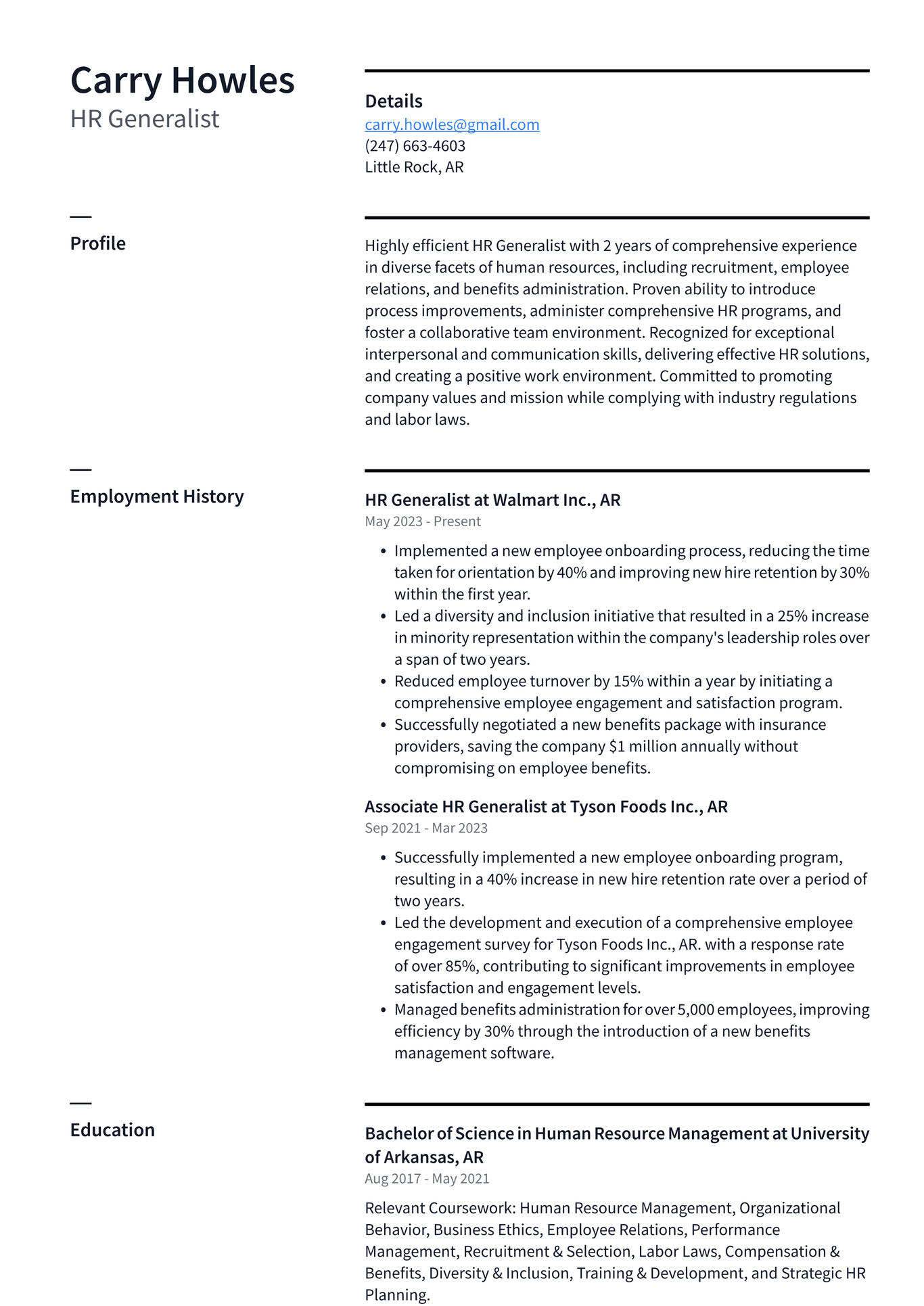 Adobe HR Generalist Resume Examples | ResumeCat