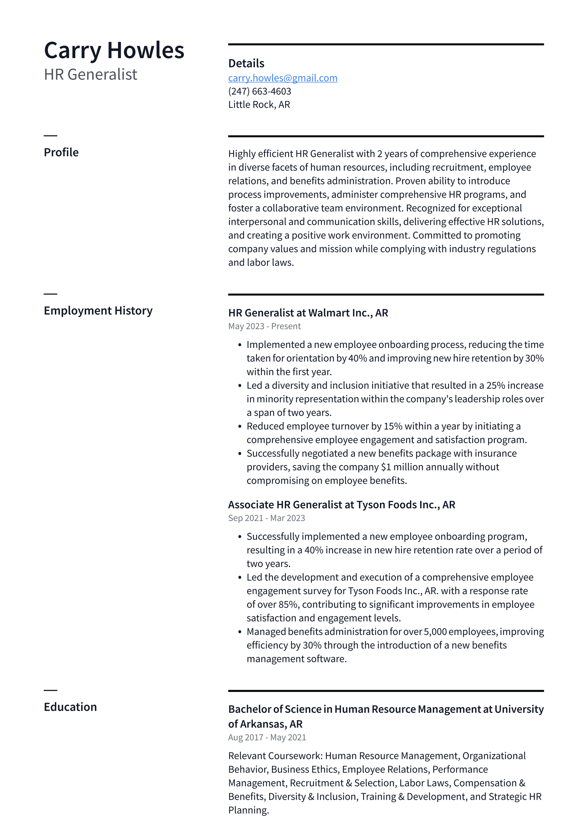 Adobe HR Generalist Resume Examples | ResumeCat