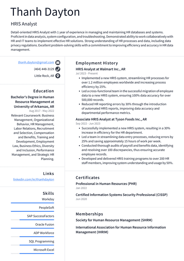 Adobe HRIS Analyst Resume Examples | ResumeCat