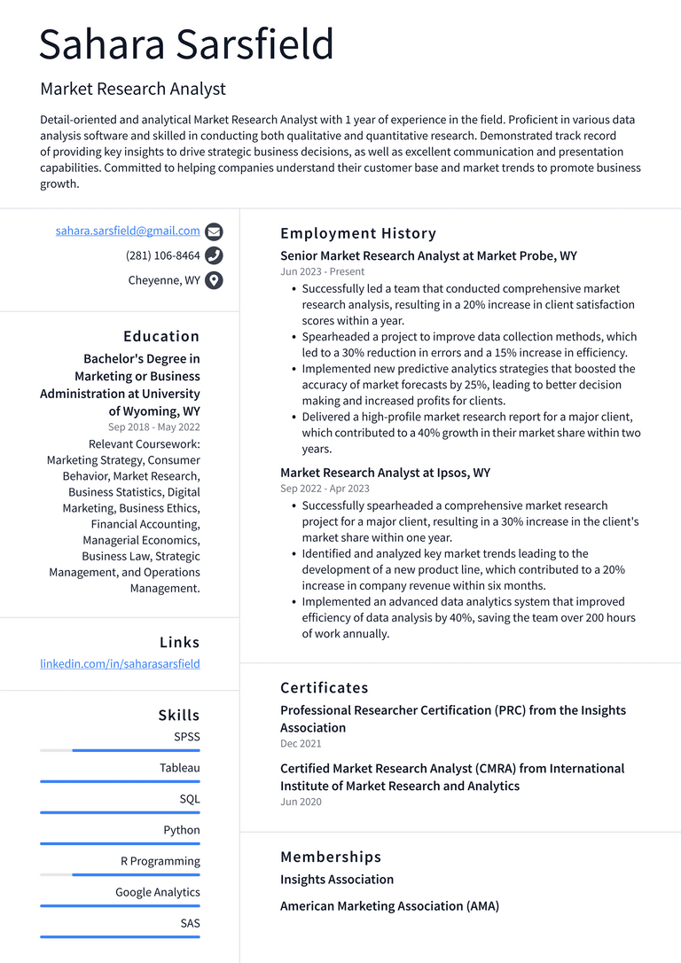 Adobe Market Research Analyst Resume Examples | ResumeCat