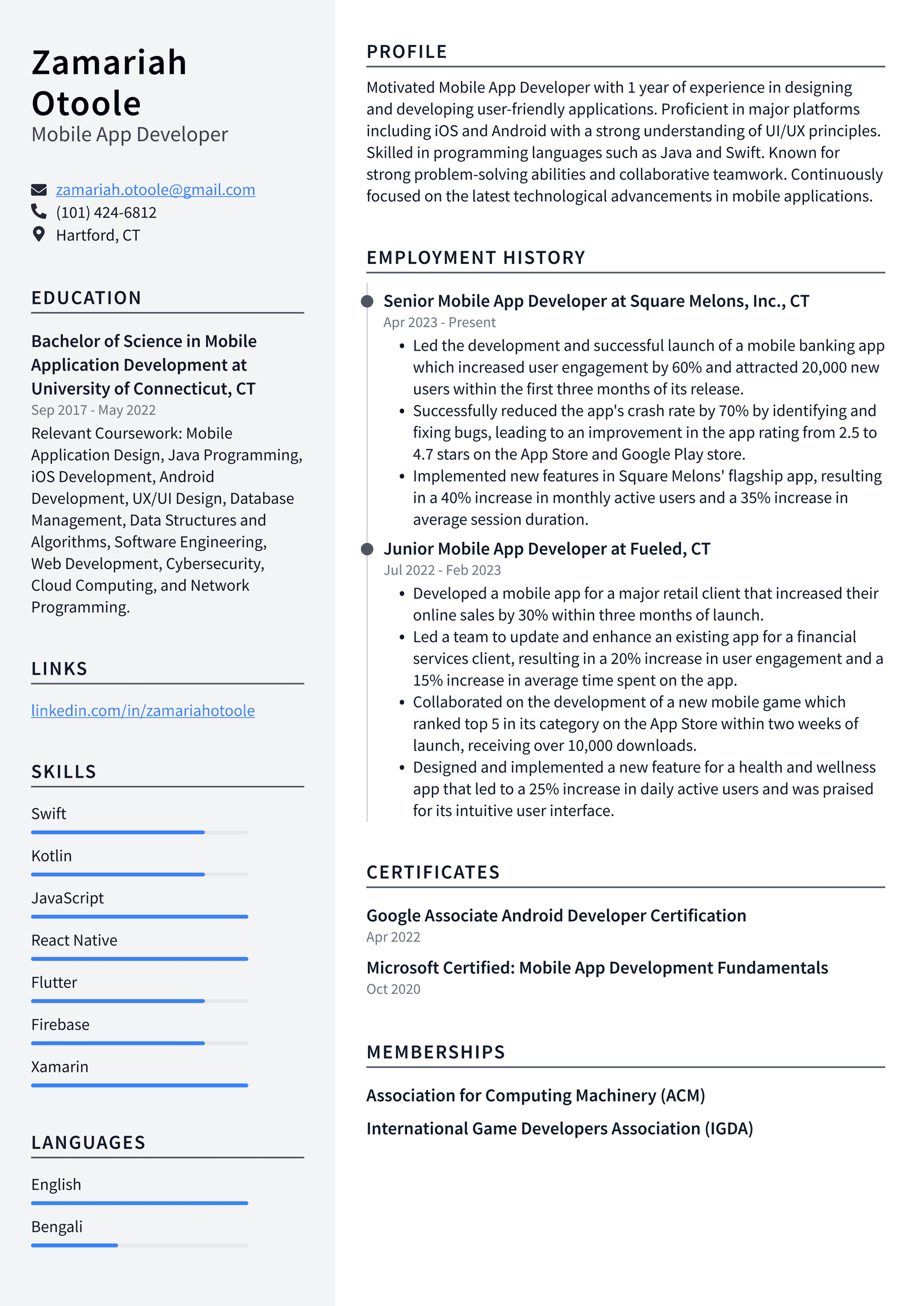 Adobe Mobile App Developer Resume Examples | ResumeCat