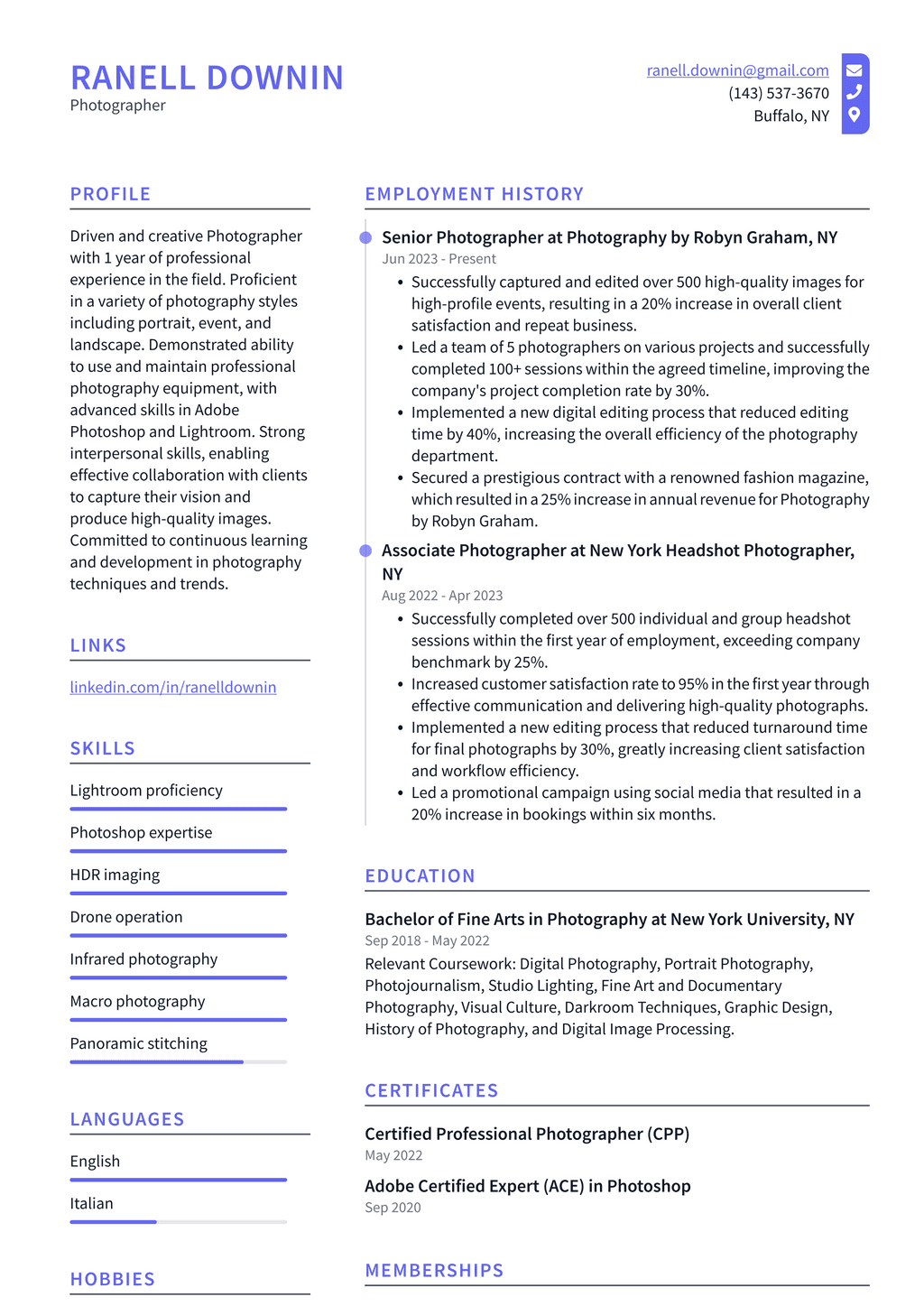 Adobe Photographer Resume Examples | ResumeCat