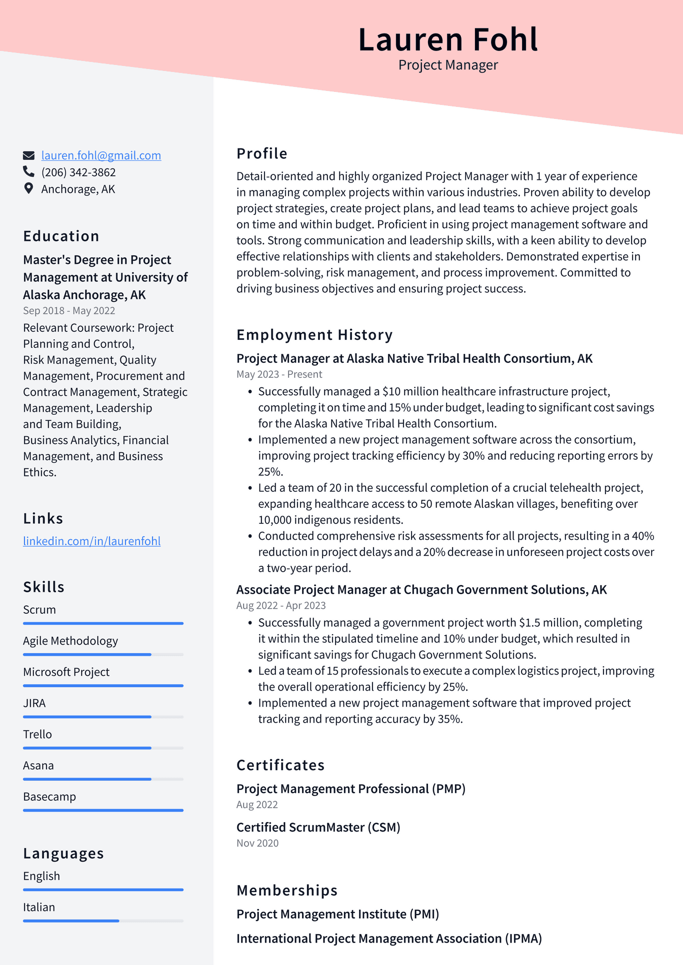 Adobe Project Manager Resume Examples | ResumeCat