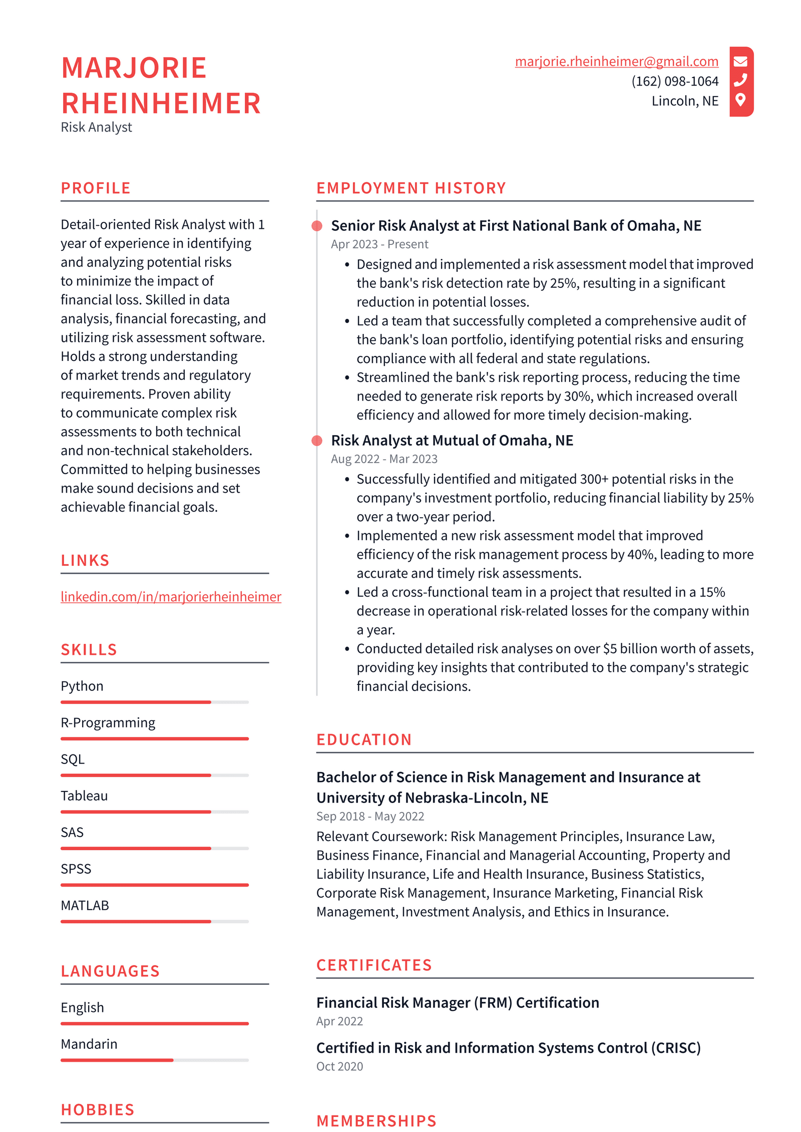 Adobe Risk Analyst Resume Examples | ResumeCat