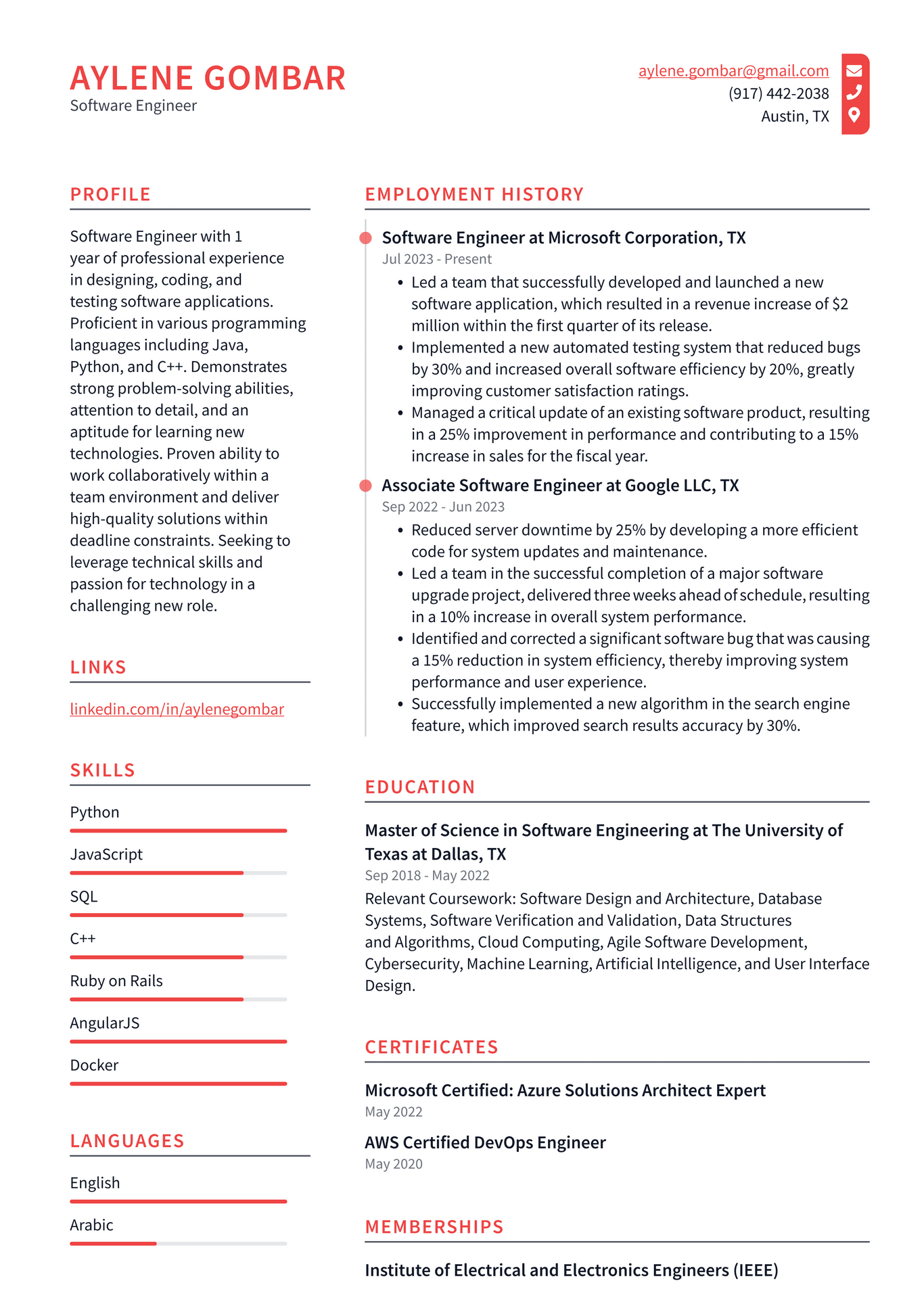 Adobe Software Engineer Resume Examples | ResumeCat