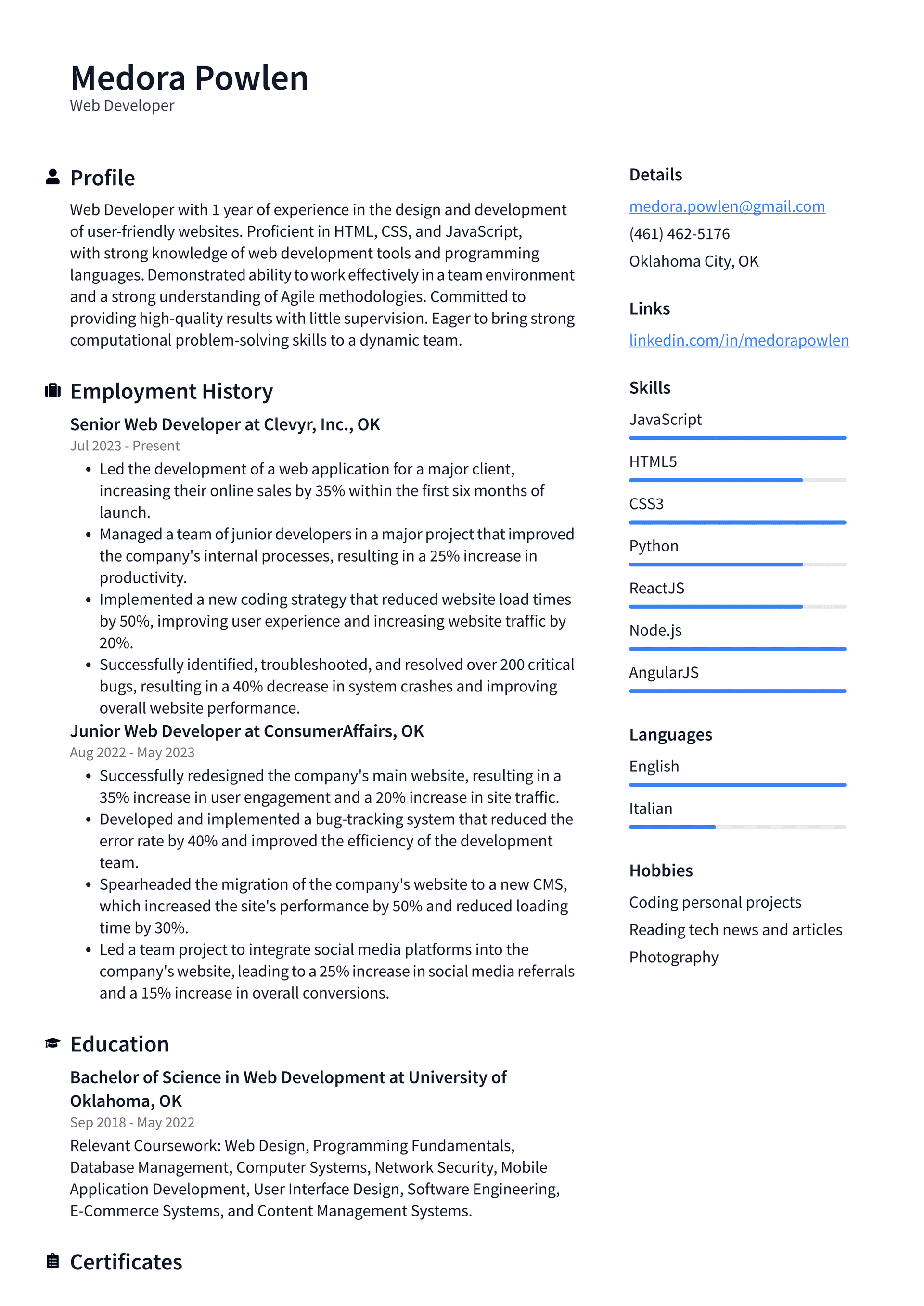 Adobe Web Developer Resume Examples | ResumeCat