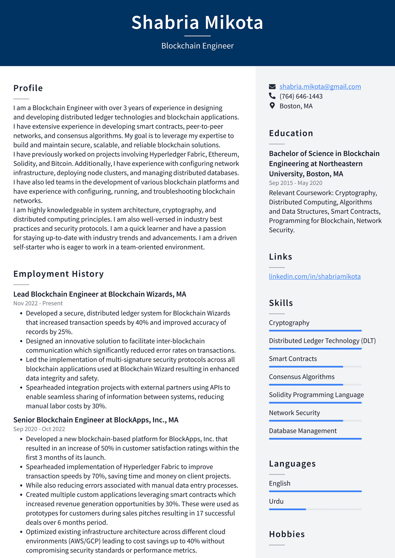 Amazon Blockchain Engineer Resume Examples | ResumeCat