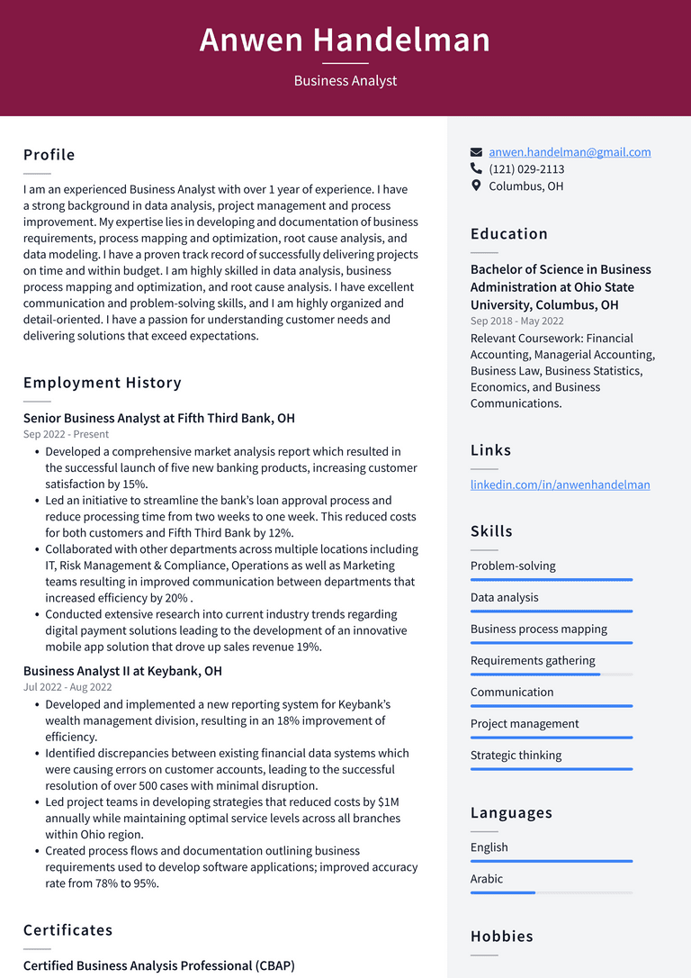 Amazon Business Analyst Resume Examples | ResumeCat