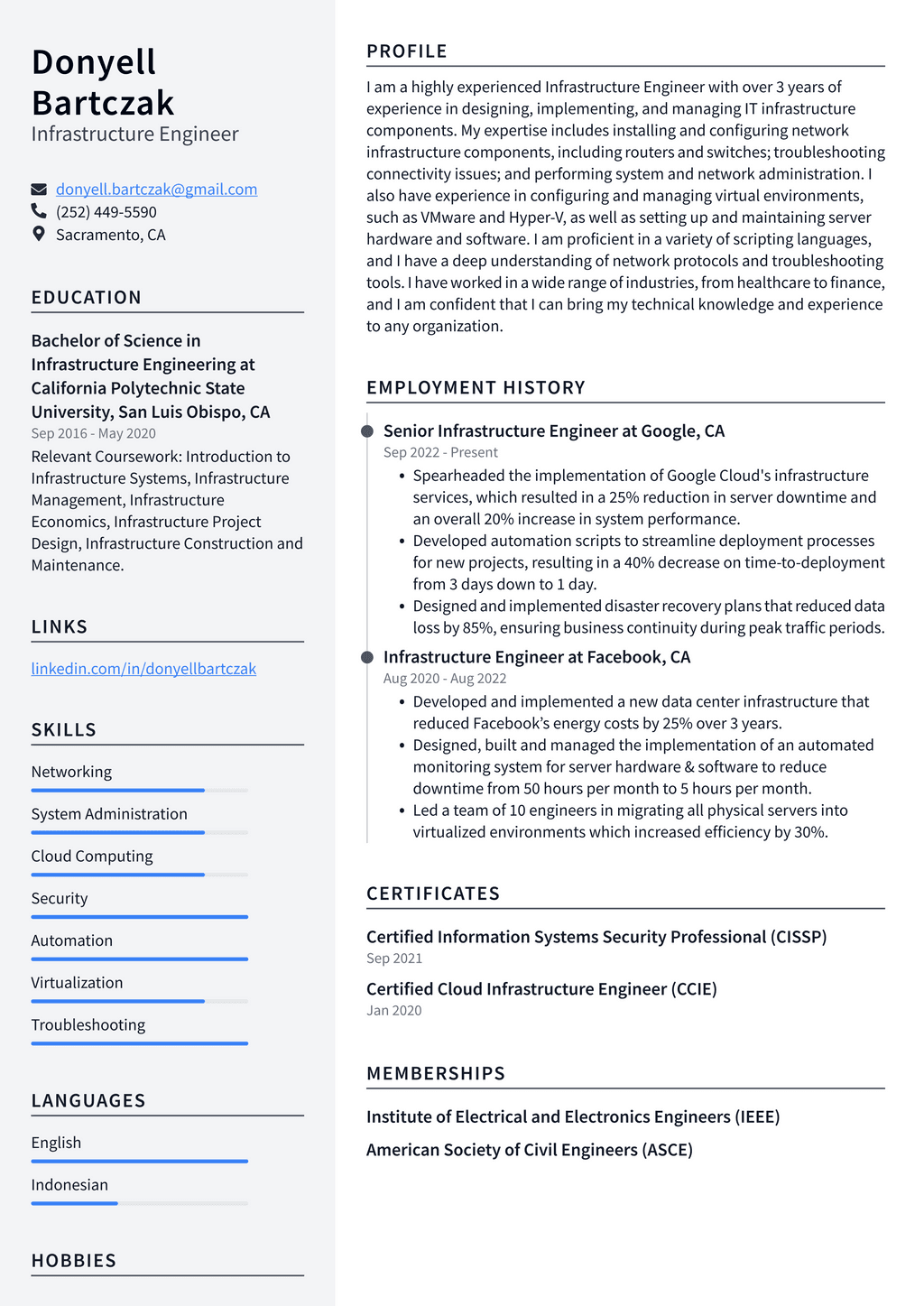 Amazon Infrastructure Engineer Resume Examples | ResumeCat