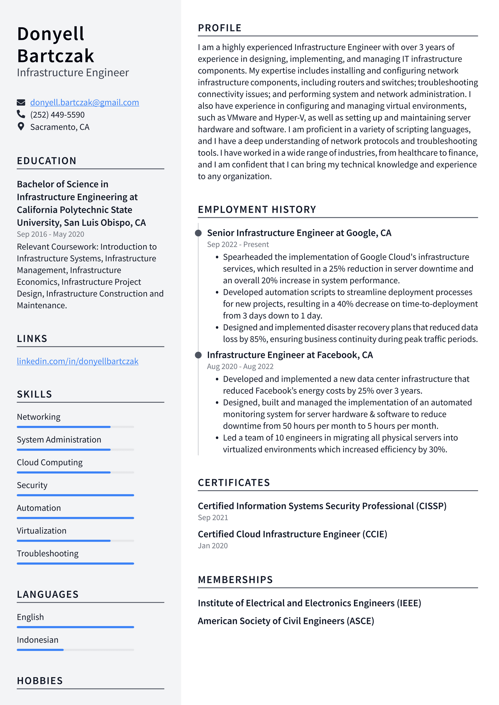 Amazon Infrastructure Engineer Resume Examples | ResumeCat