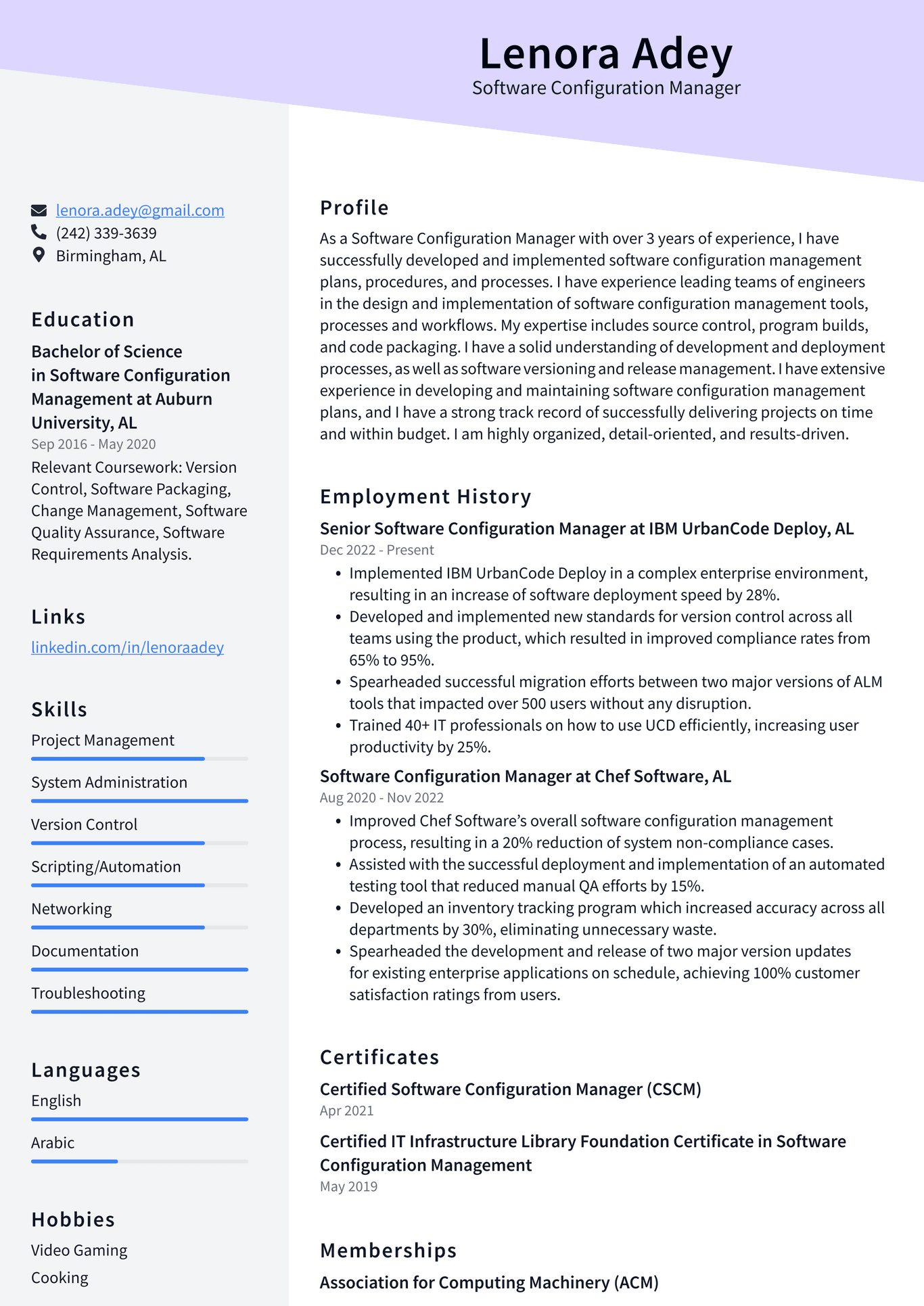 Amazon Software Configuration Manager Resume Examples
