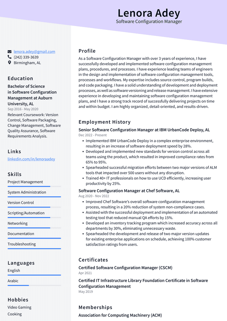 Amazon Software Configuration Manager Resume Examples