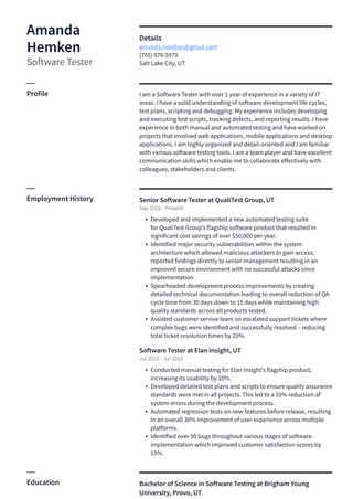 Amazon Software Tester Resume Examples | ResumeCat