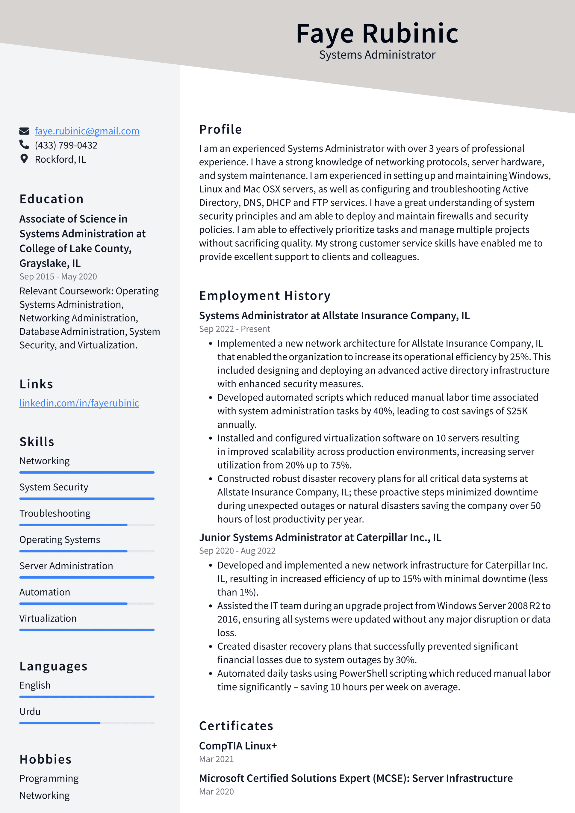 Amazon Systems Administrator Resume Examples | ResumeCat
