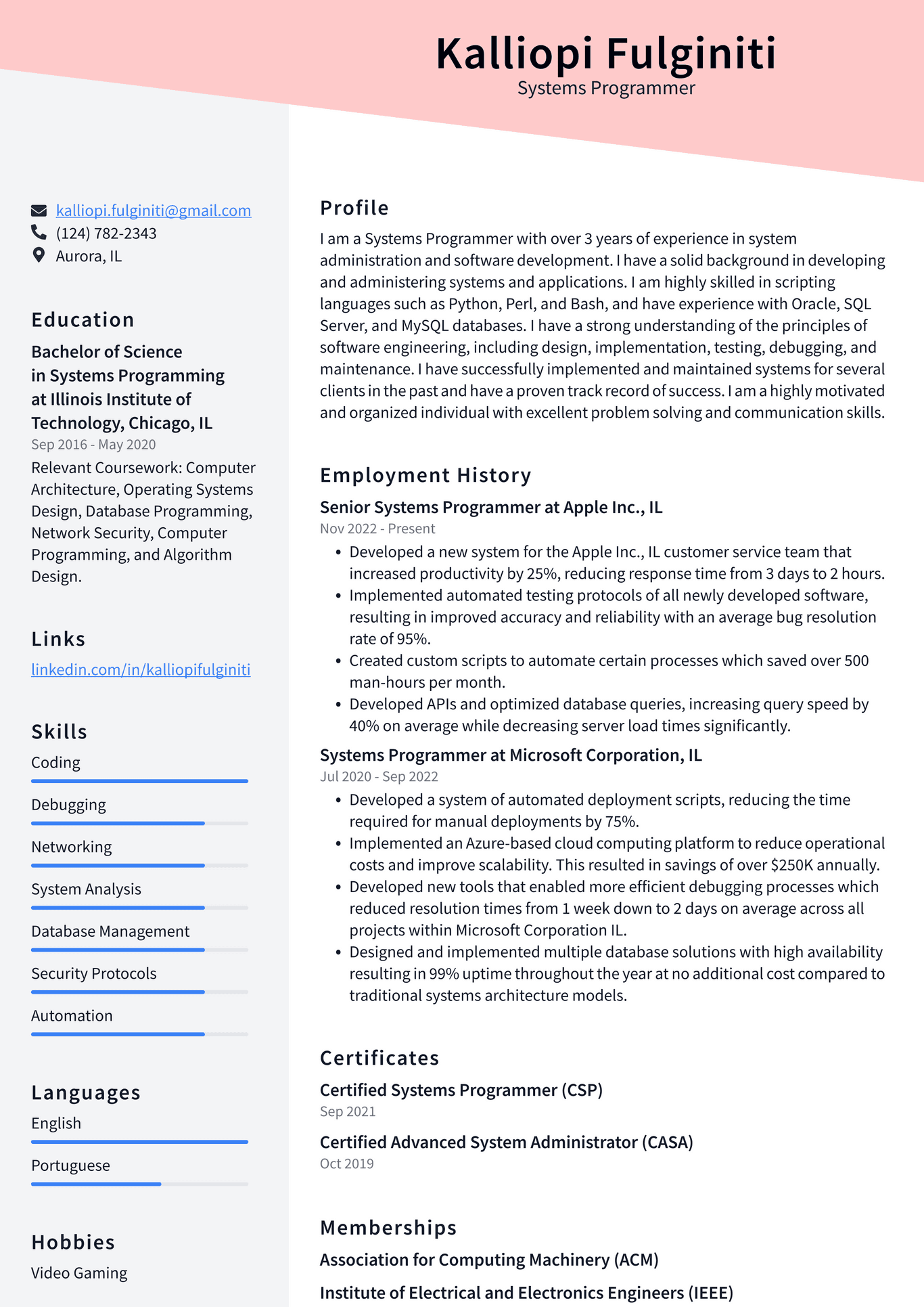 Amazon Systems Programmer Resume Examples | ResumeCat