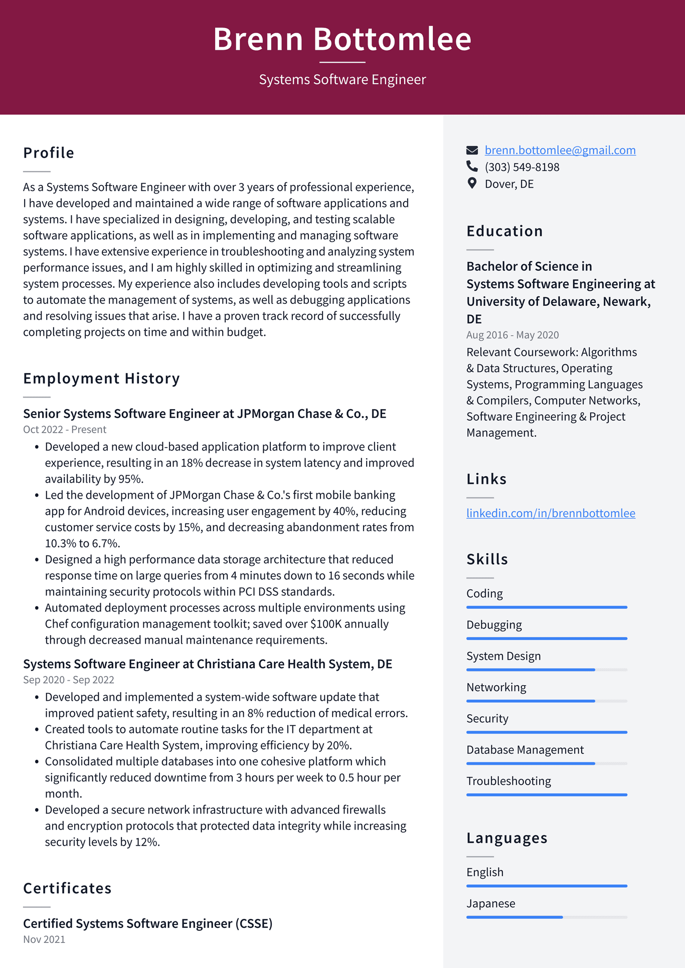 Amazon Systems Software Engineer Resume Examples | ResumeCat