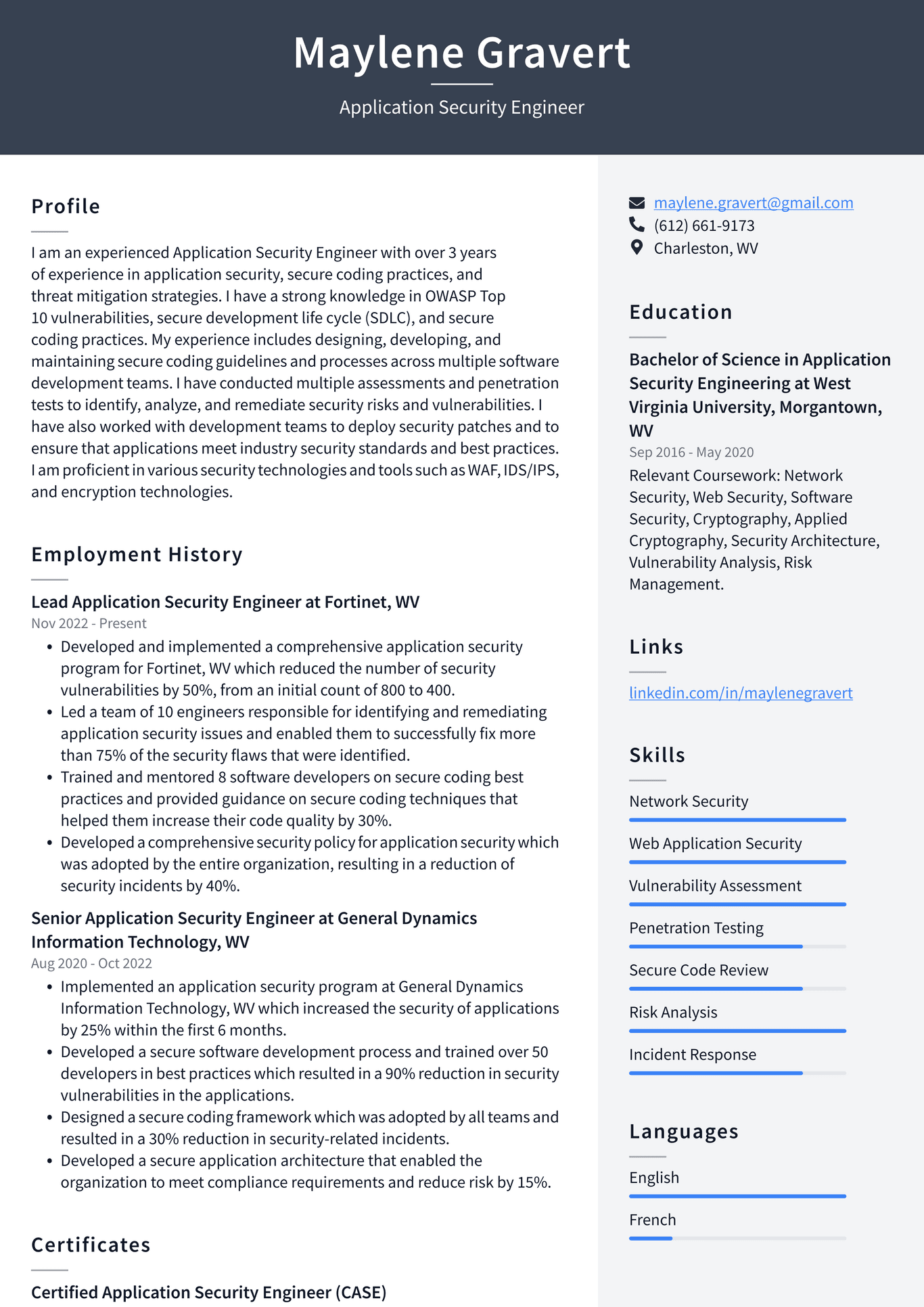 Apple Application Security Engineer Resume Examples