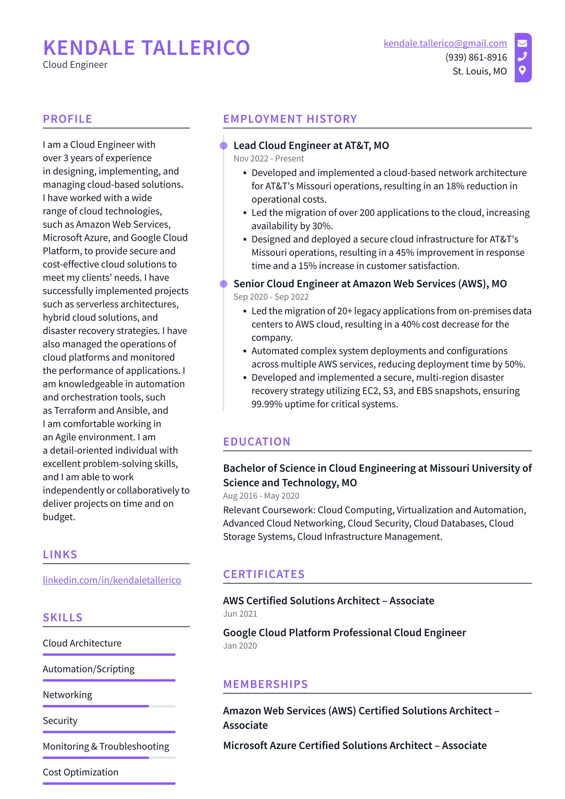 Apple Cloud Engineer Resume Examples | ResumeCat