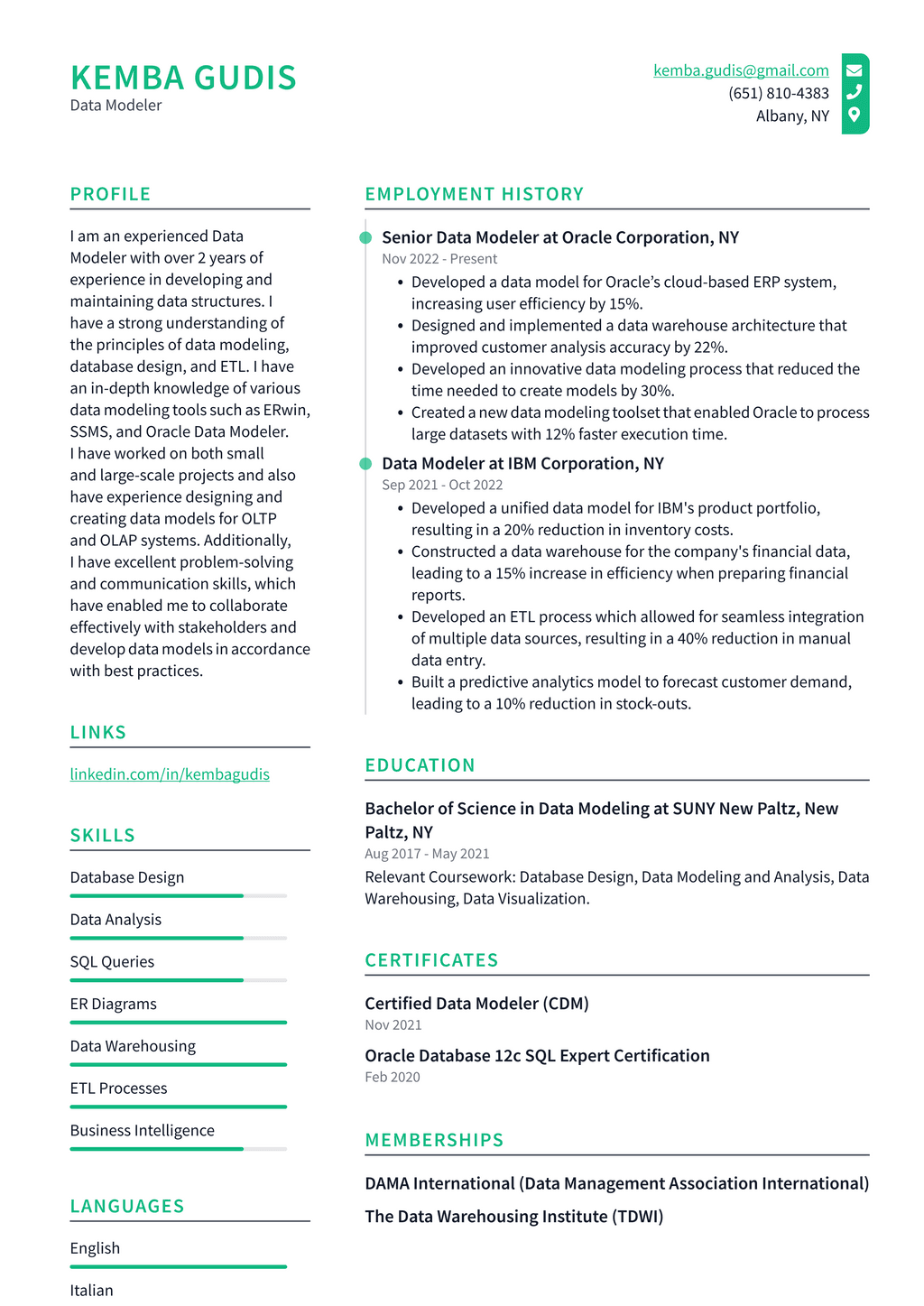Apple Data Modeler Resume Examples | ResumeCat