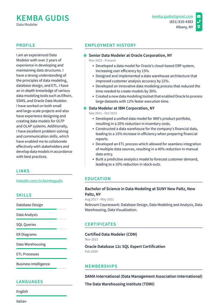 Apple Data Modeler Resume Examples | ResumeCat