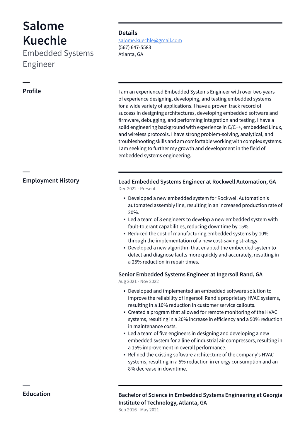 Apple Embedded Systems Engineer Resume Examples | ResumeCat