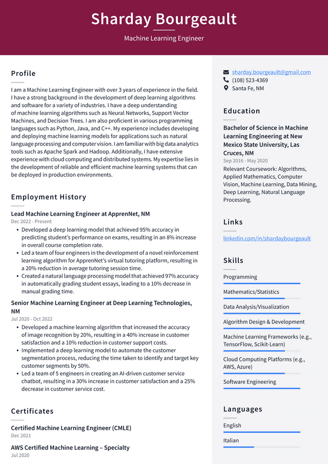 Apple Machine Learning Engineer Resume Examples | ResumeCat Apple Machine Learning Engineer Resume Examples | ResumeCat