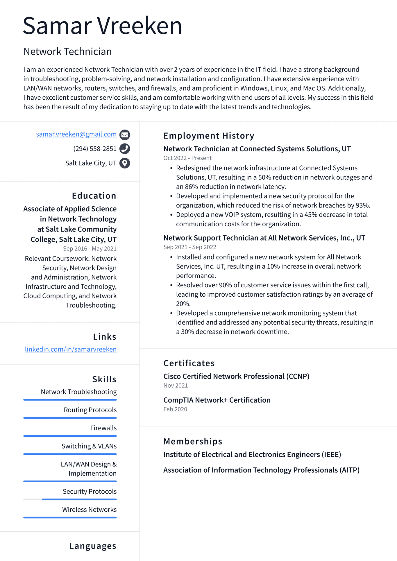 Apple Network Technician Resume Examples | ResumeCat