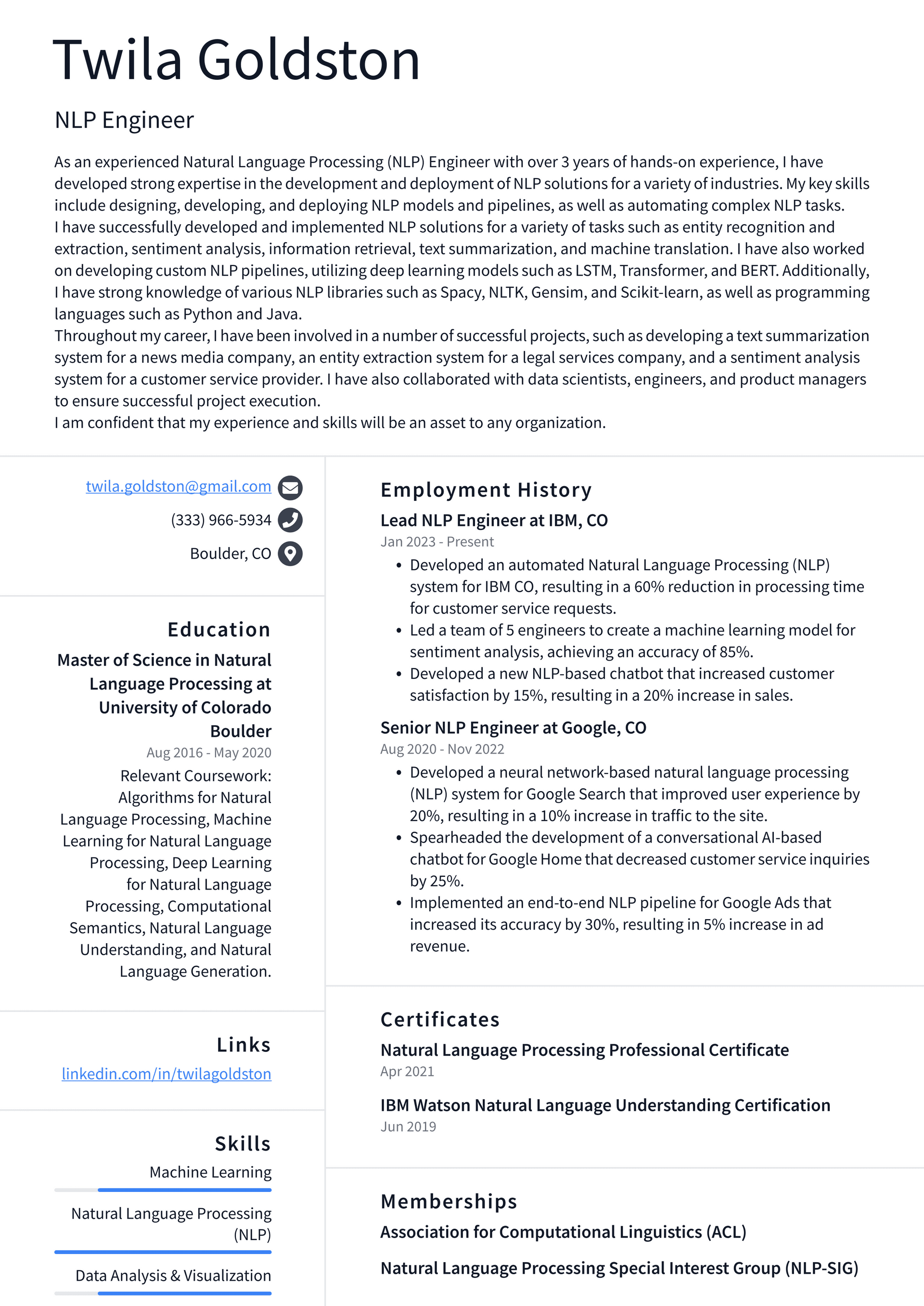 Apple NLP Engineer Resume Examples | ResumeCat