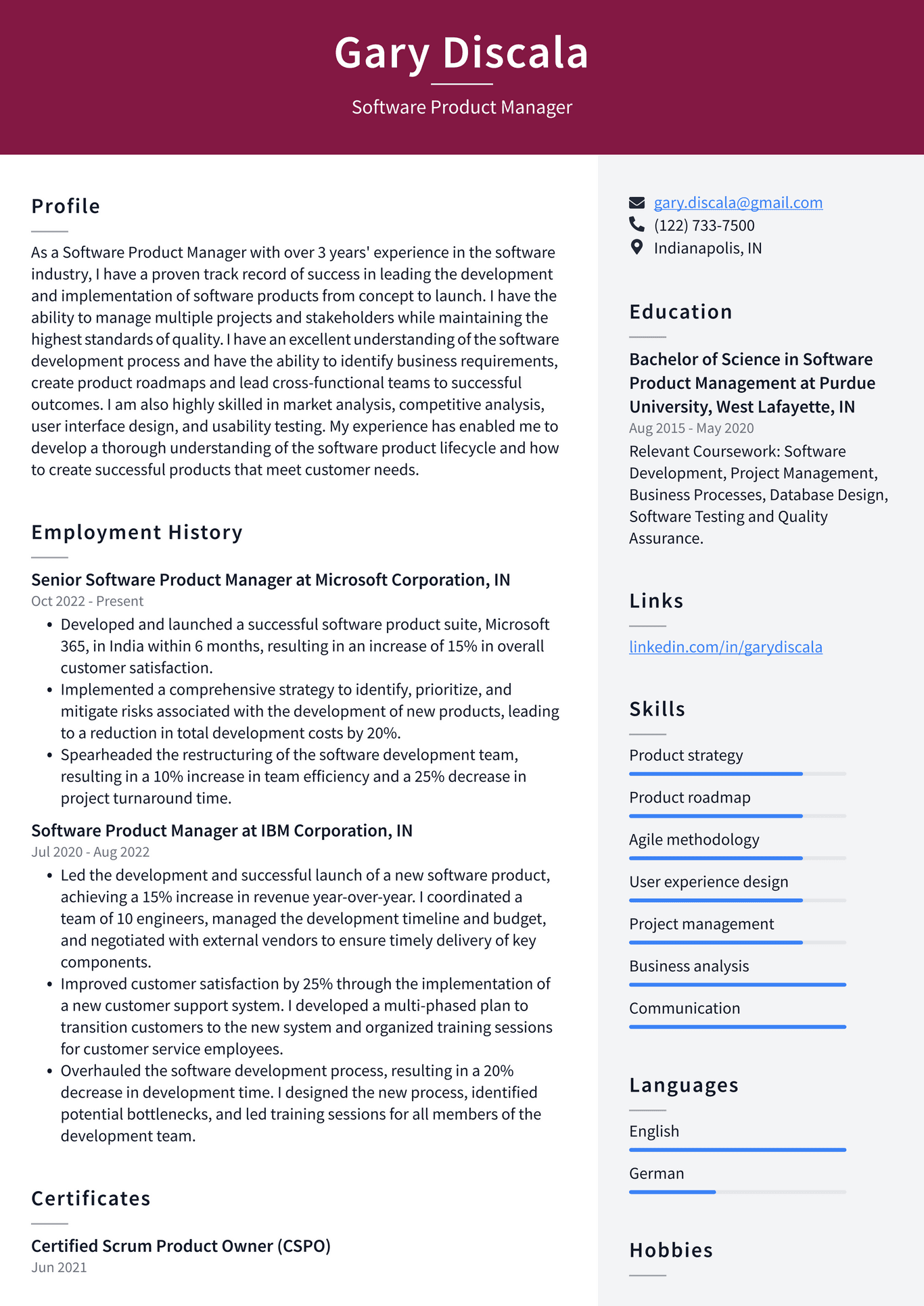 Apple Software Product Manager Resume Examples | ResumeCat