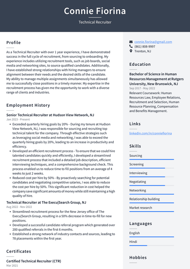 Apple Technical Recruiter Resume Examples | ResumeCat Apple Technical Recruiter Resume Examples | ResumeCat