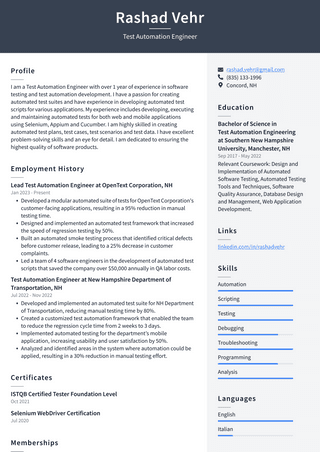 Apple Test Automation Engineer Resume Examples | ResumeCat