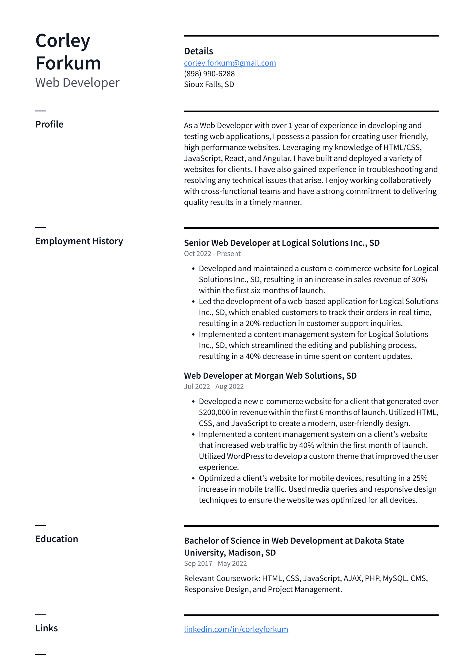 Apple Web Developer Resume Examples | ResumeCat