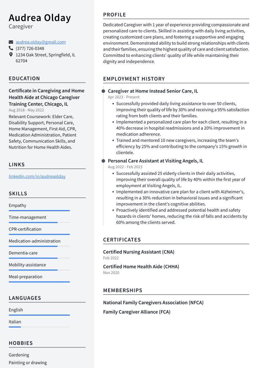 Top 17 Caregiver Resume Objective Examples ResumeCat