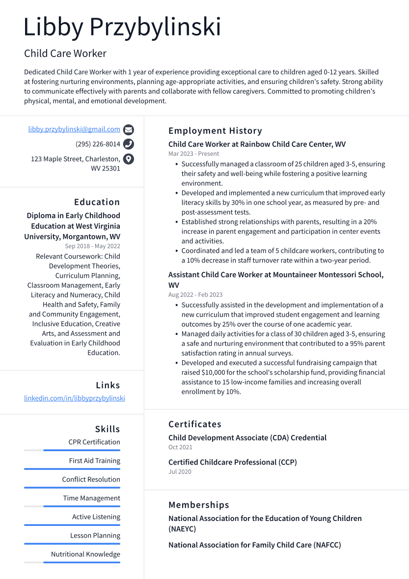 Top 18 Child Care Worker Resume Objective Examples