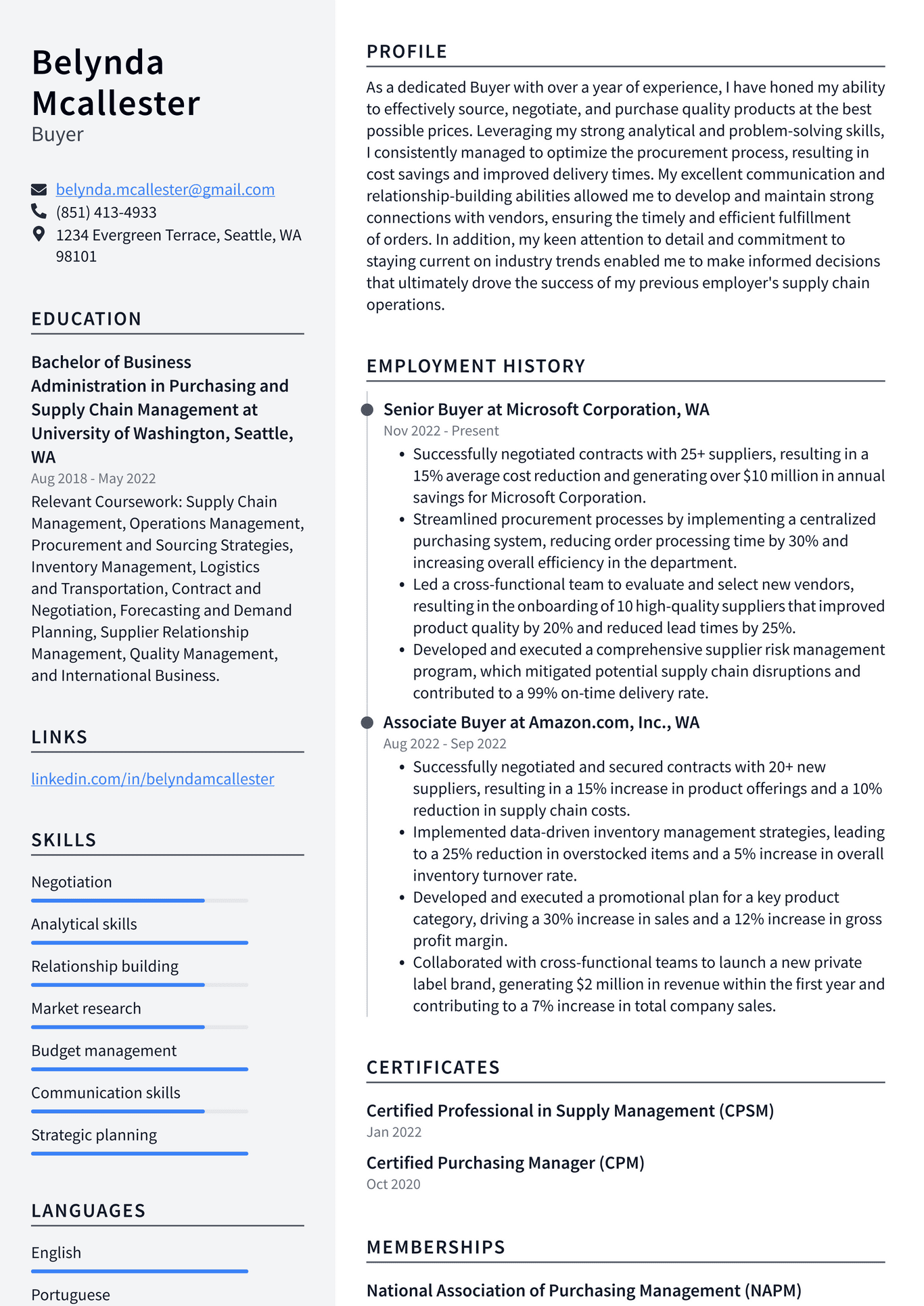 Costco Buyer Resume Examples | ResumeCat