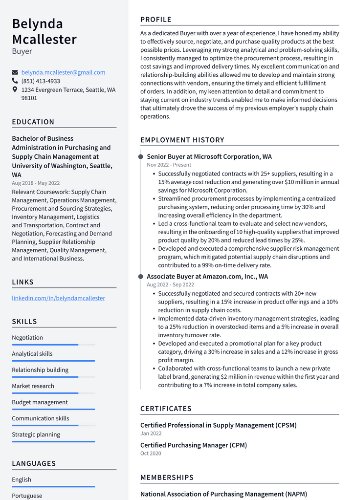 Costco Buyer Resume Examples | ResumeCat