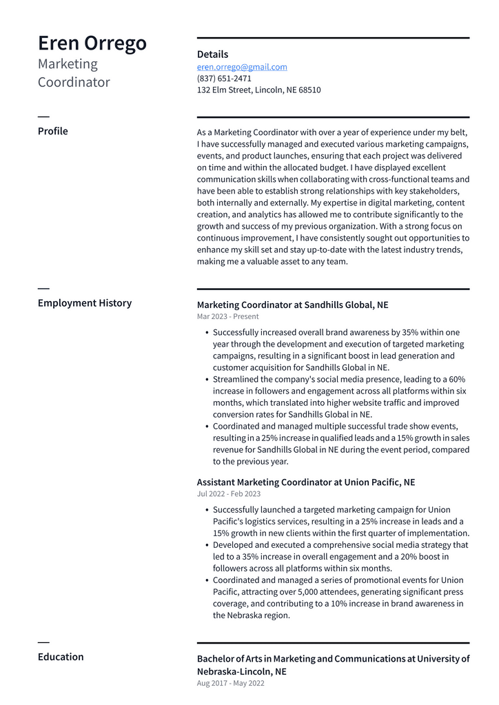 Costco Marketing Coordinator Resume Examples | ResumeCat