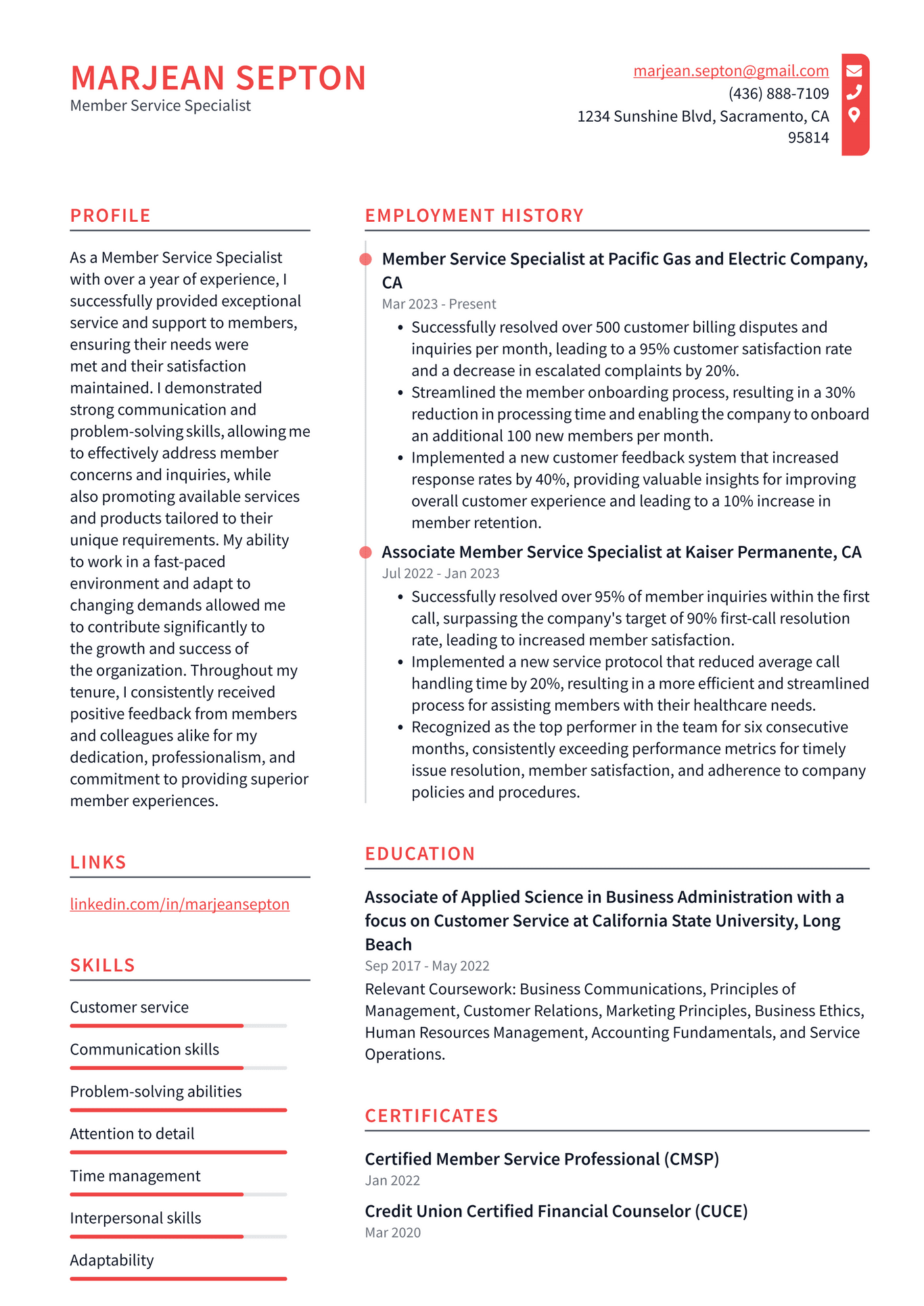 Costco Member Service Specialist Resume Examples | ResumeCat