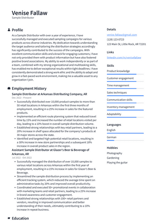 Costco Sample Distributor Resume Examples | ResumeCat
