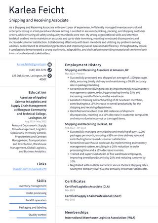 Costco Shipping and Receiving Associate Resume Examples