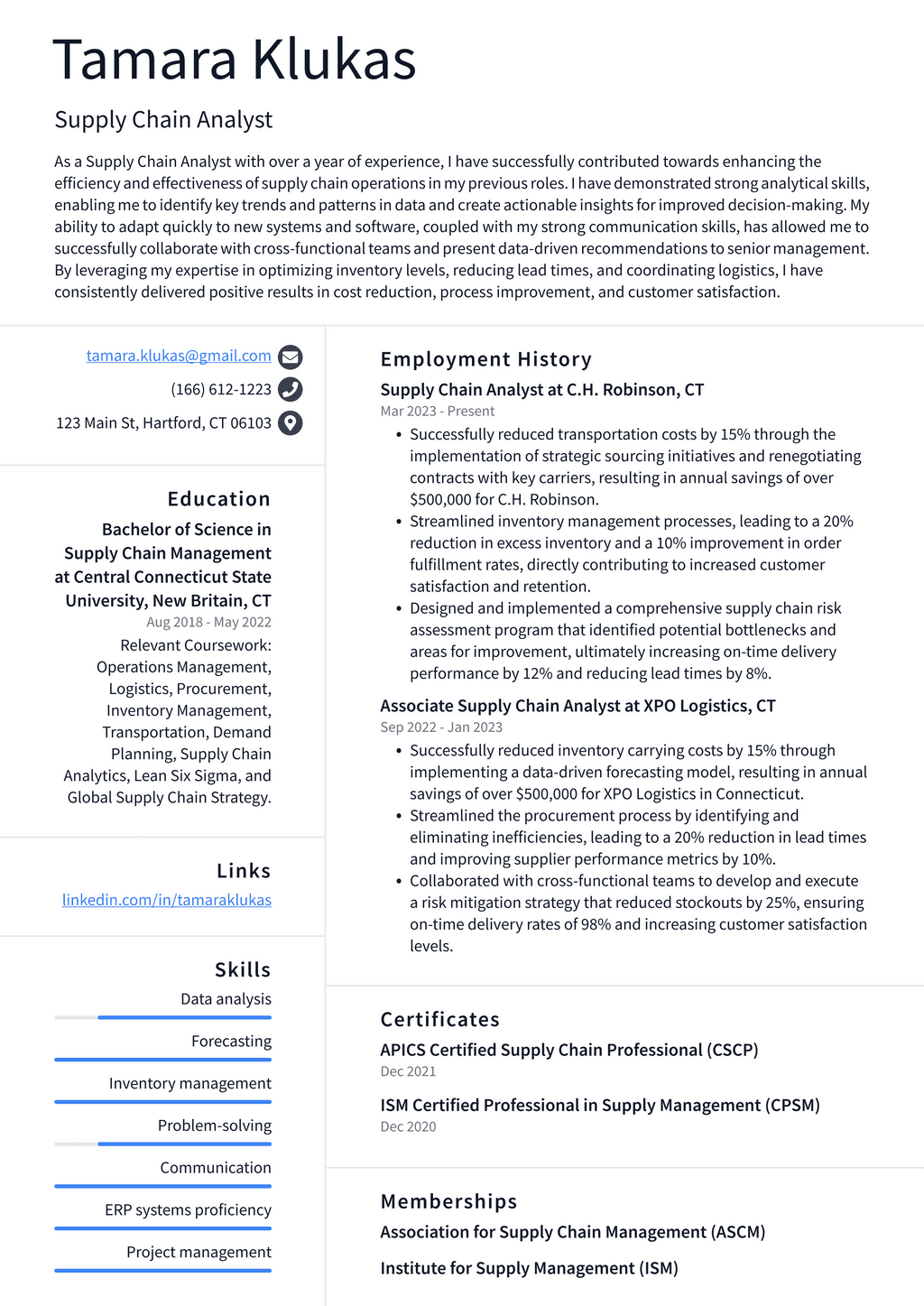 Costco Supply Chain Analyst Resume Examples | ResumeCat