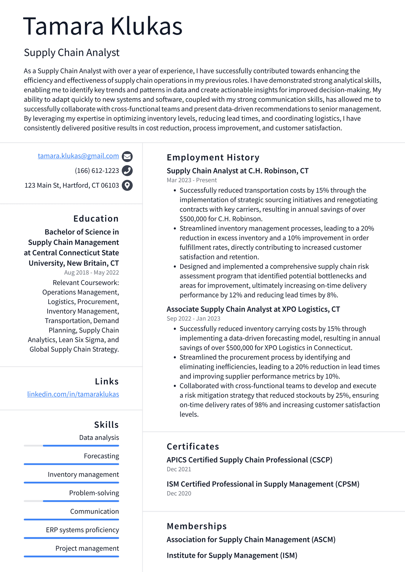 Costco Supply Chain Analyst Resume Examples | ResumeCat