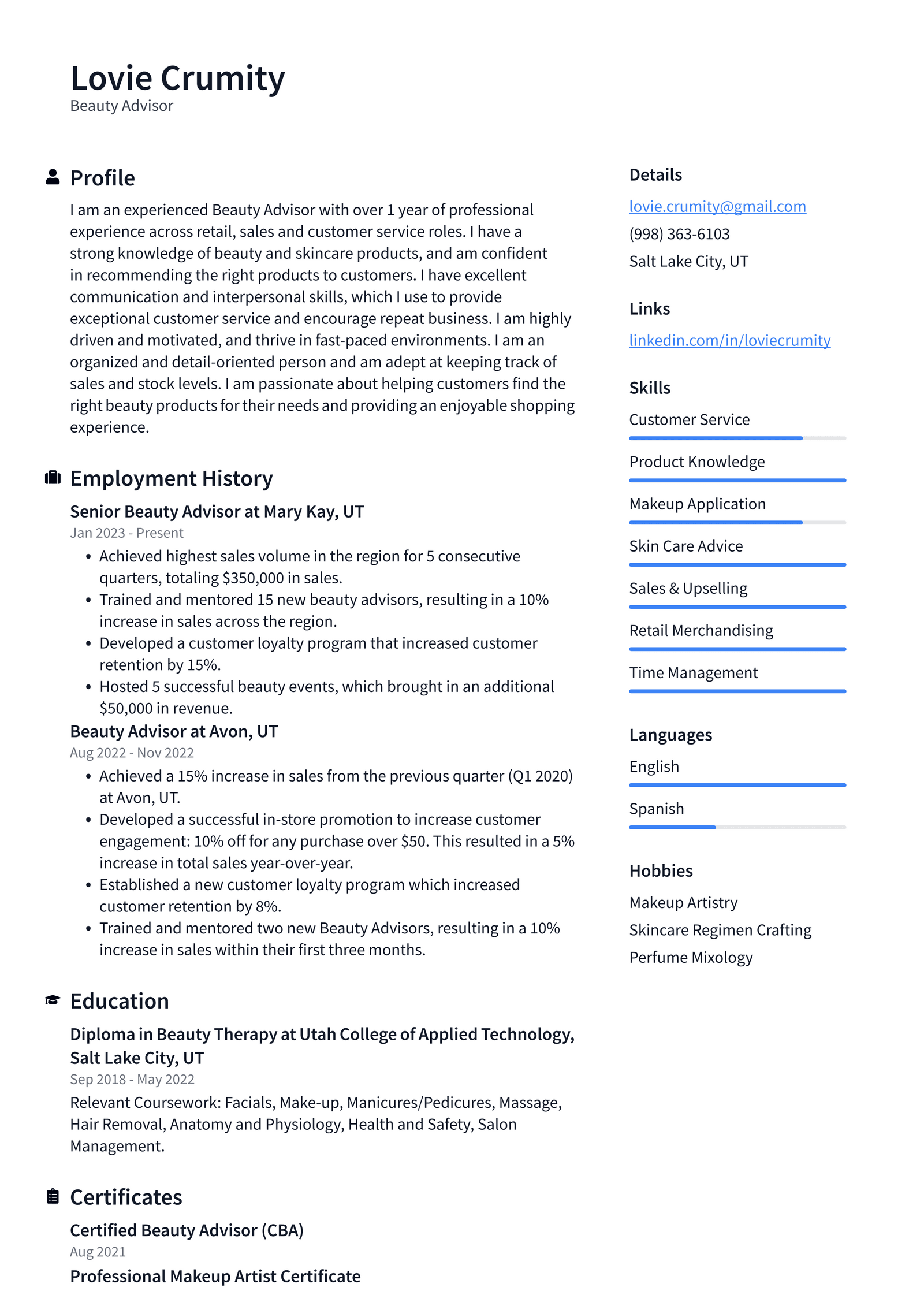 CVS Beauty Advisor Resume Examples | ResumeCat