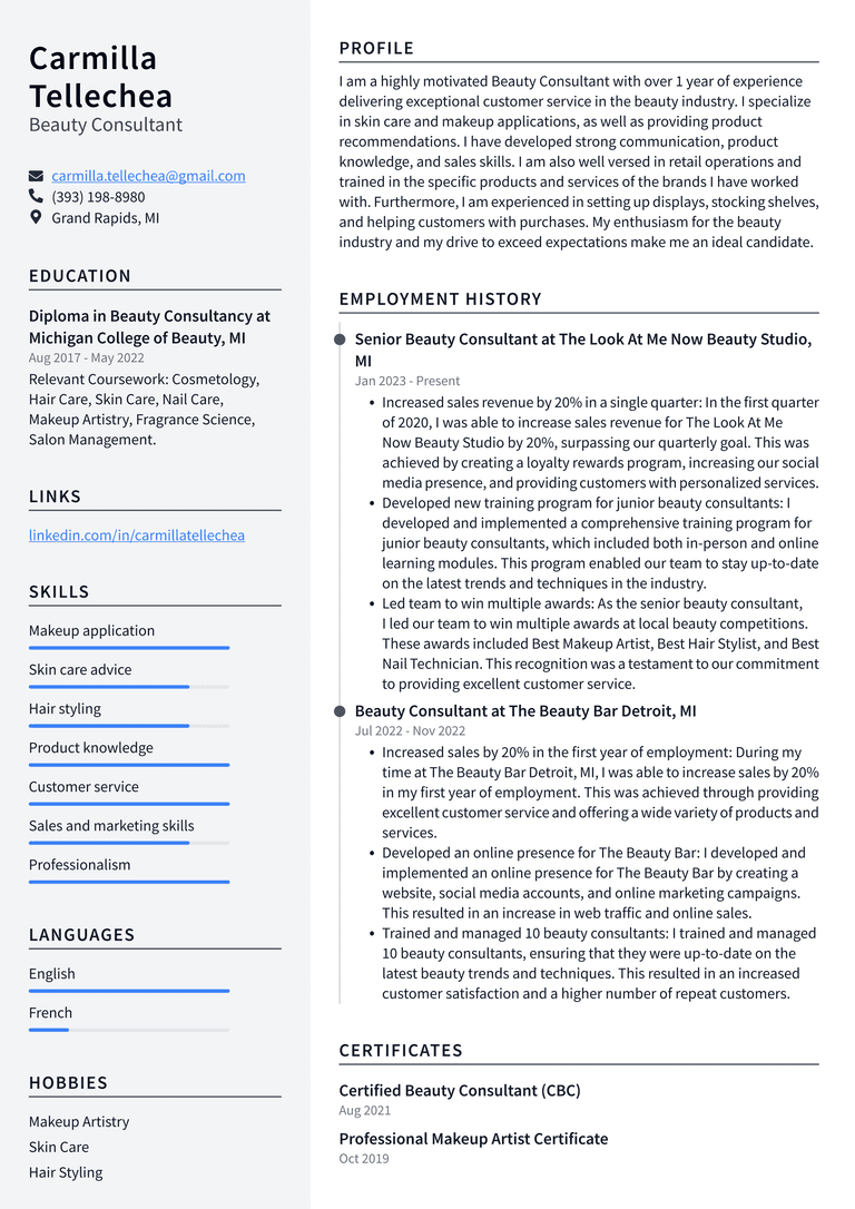 CVS Beauty Consultant Resume Examples | ResumeCat