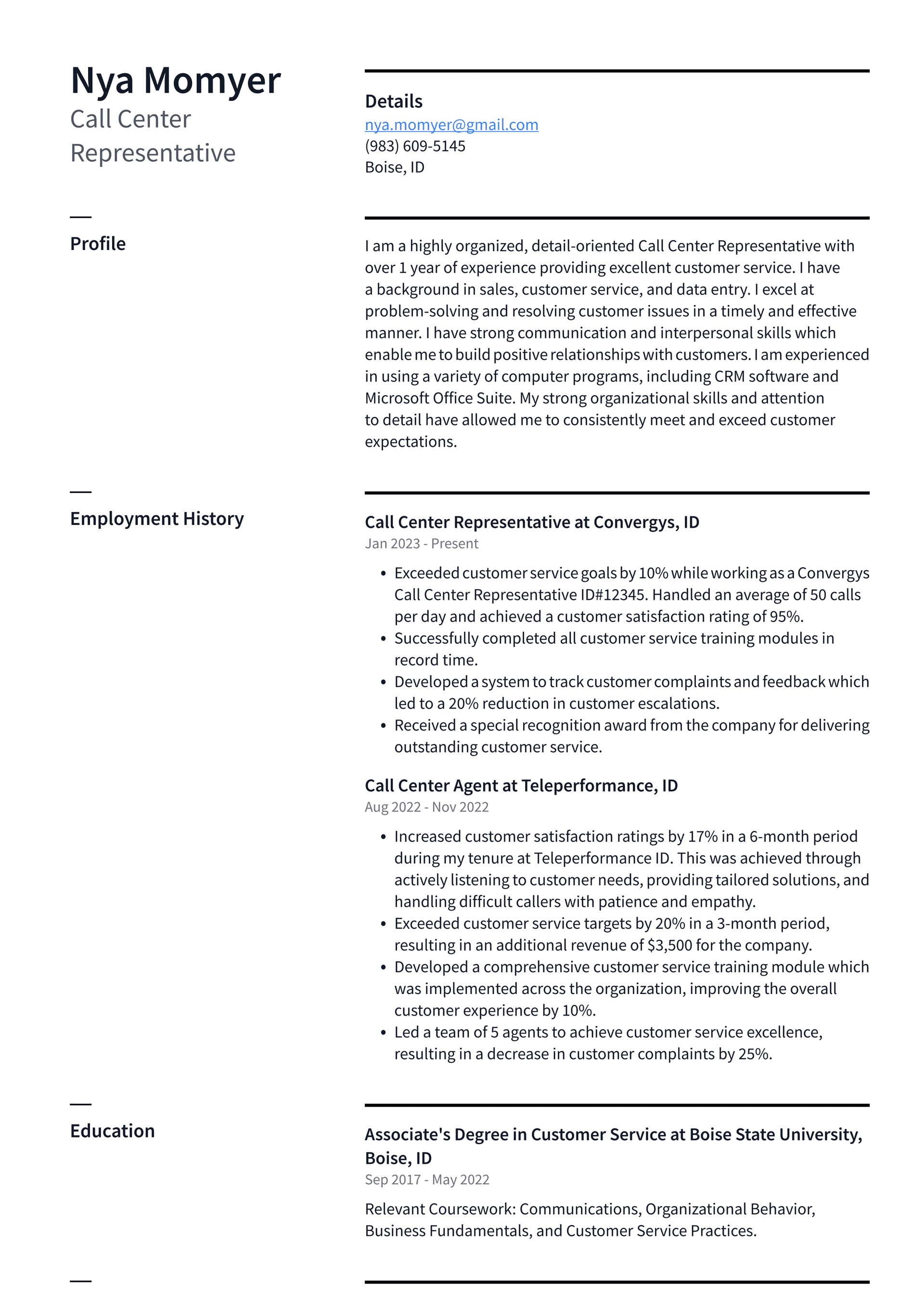 CVS Call Center Representative Resume Examples | ResumeCat